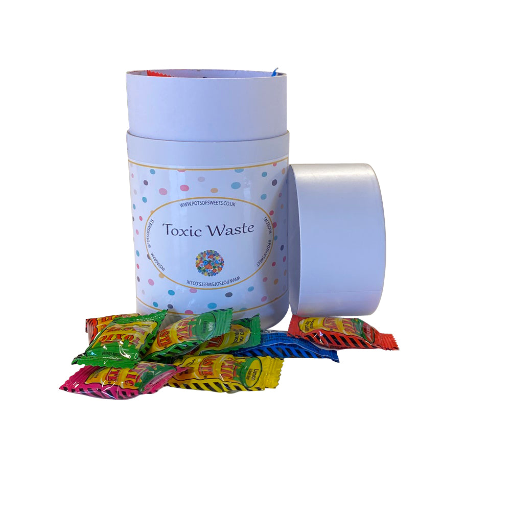 150g White Cardboard Tube of Toxic Waste Super Sour Sweets| Pots of Sweets